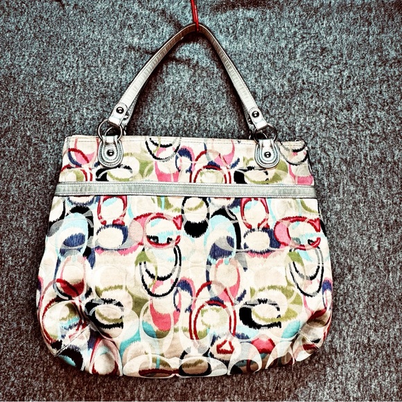 Coach | Bags | Coach Poppy Ikat Multicolor Signature C Glam Tote ...